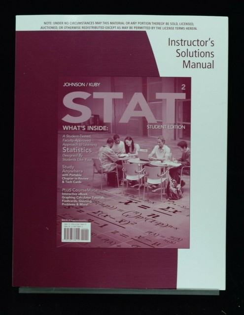 Statistics Stat 2 Instructors Edition Te Johnson Kuby Solutions Manual ...