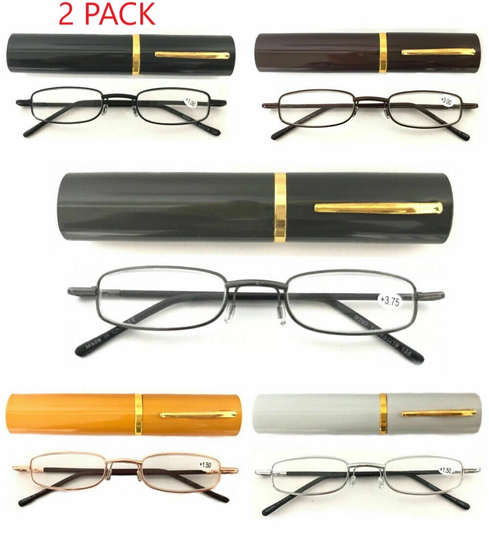 L252 Metal Frame Slim Reading Glasses/Spring Hinges+Aluminum with Pen ...