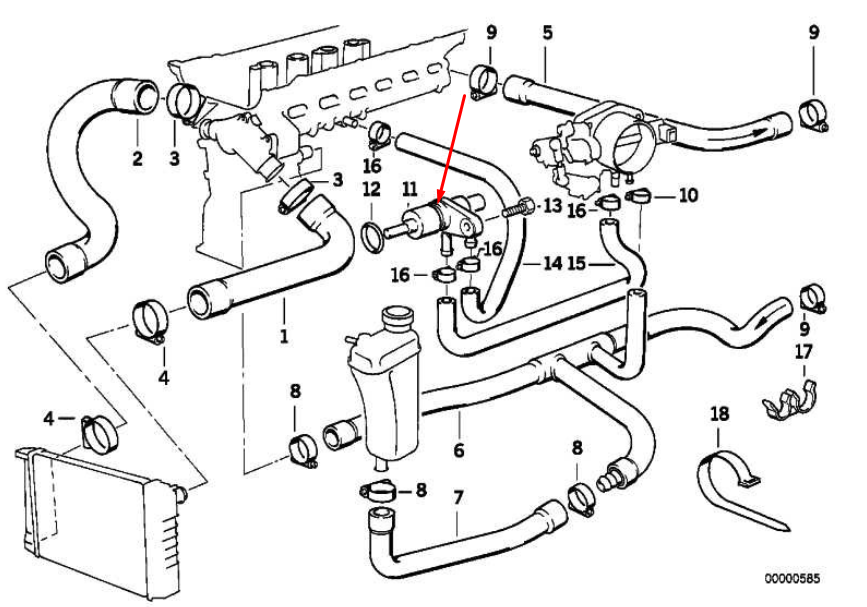 BMW 3 E36 Auxiliary Thermostat 13541730682 1730682 2.5 Petrol 141kw NEW ...
