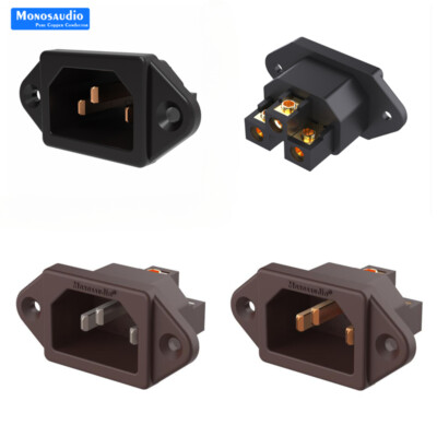 250V 15A Pure Copper AC Power Inlet Socket IEC C14 Screw Lock ...