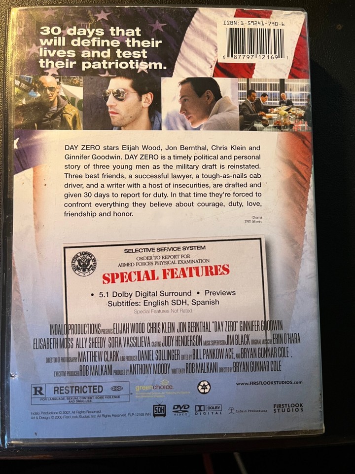 Day Zero (DVD, 2008) Elijah Wood Chris Klein Jon Bernthal 687797121691| eBay
