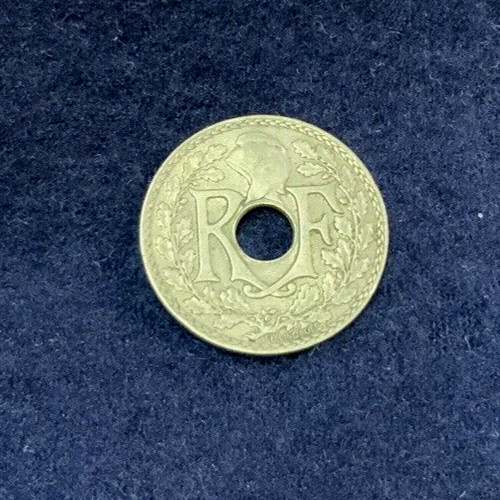 1933 France 25 Centimes coin; circulated "AU" condition; Cu-Ni ...