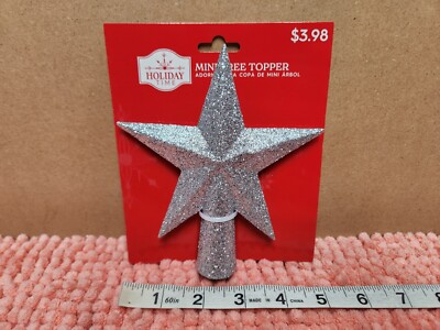 Holiday Time Mini Tree Topper Silver Glitter Star Mini Tree Topper 6 ...