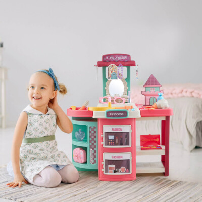 Kids Girls Playhouse Toy Dressing Table Play Set Princess Vanity Role ...