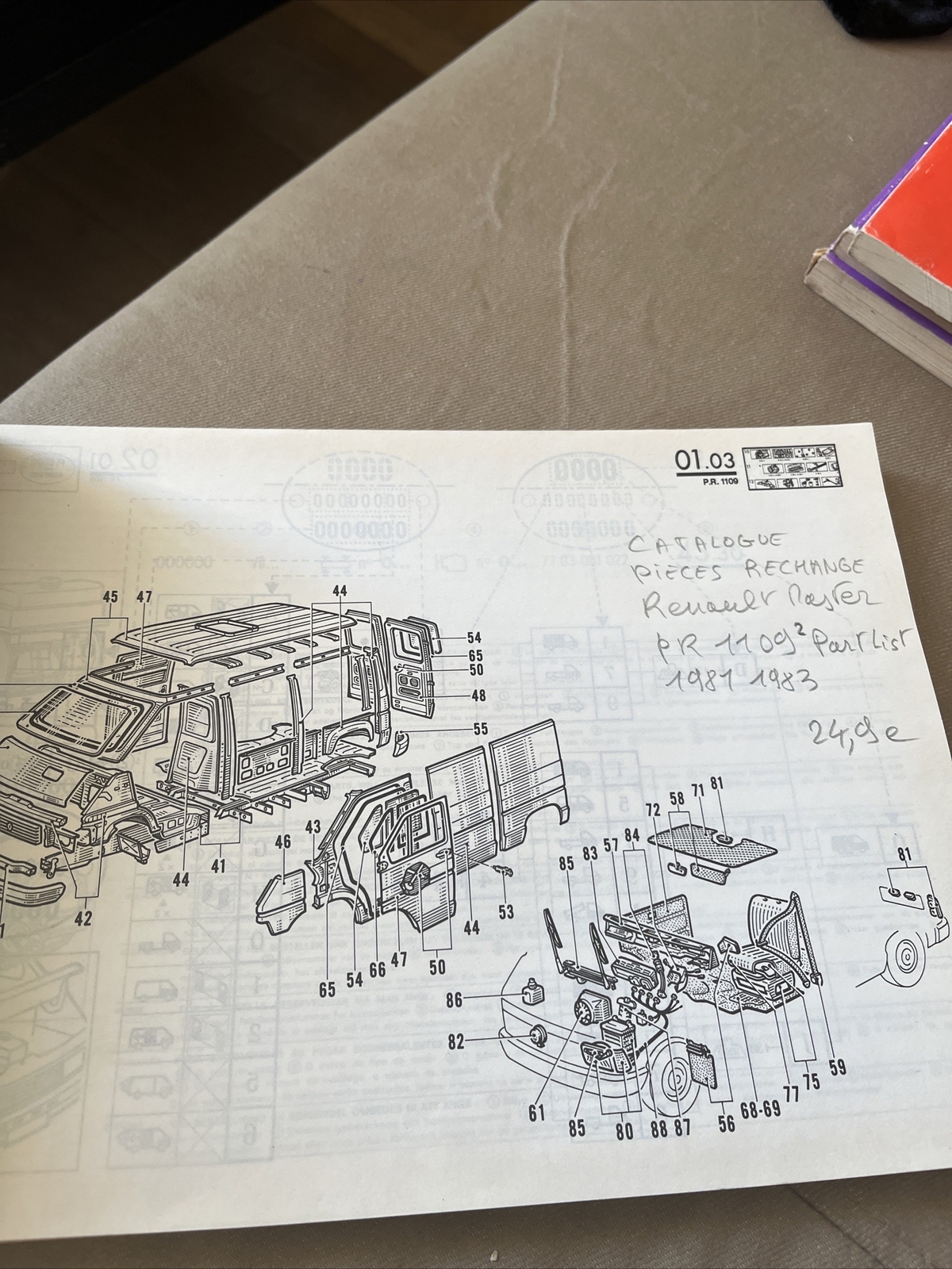 Renault Master Catalogue pieces Rechanges Detachees PR 1109 2 Parts ...