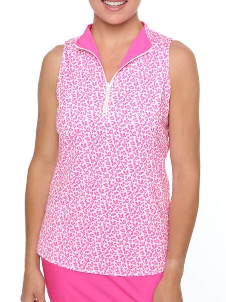 Belyn Key Panther Reversible sleeveless 1/4 Zip Ladies XXS medium Pink ...