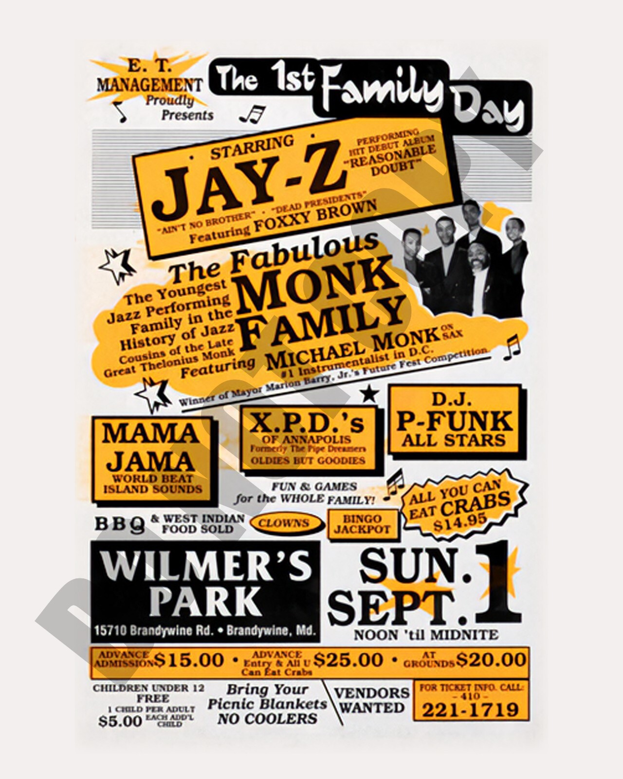 1996 Jay-Z Concert Wilmers Park In Brandywine MD Playbill Promo Ad 8x10 ...