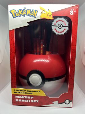 Pokemon Pikachu Makeup Brush Set 5 Brushes in a Pokemon Ball Brush ...