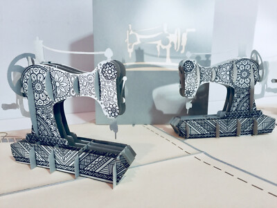 ORIGAMI POP CARDS Vintage Sewing Machine 3D Pop Up Greeting Card ...