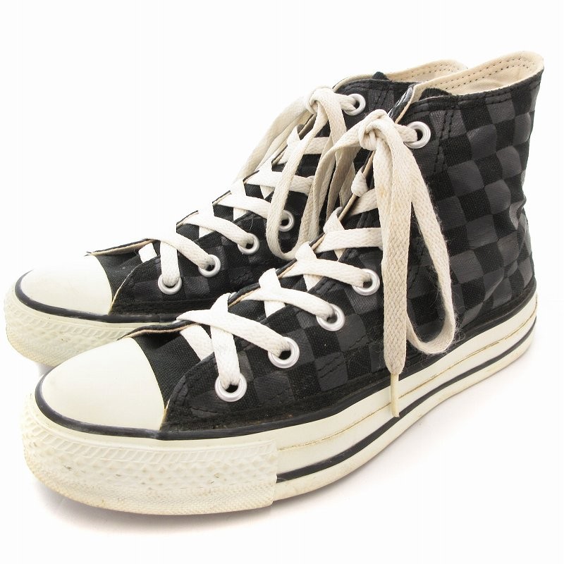 Women 6.0US Converse All Star Hi High-Cut Sneakers Canvas Checker Black ...