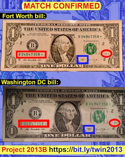 MATCHED VERIFIED 2013 B $1 Star Note Duplicate Serial Number PAIR (FW ...