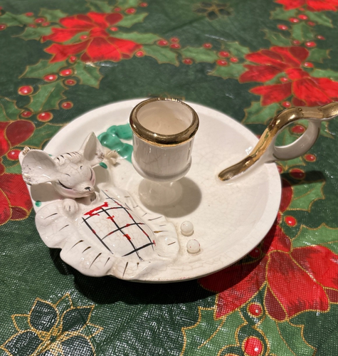 Vintage Holt Howard Japan 1958 Sleeping Christmas Mouse Candle Holder ...