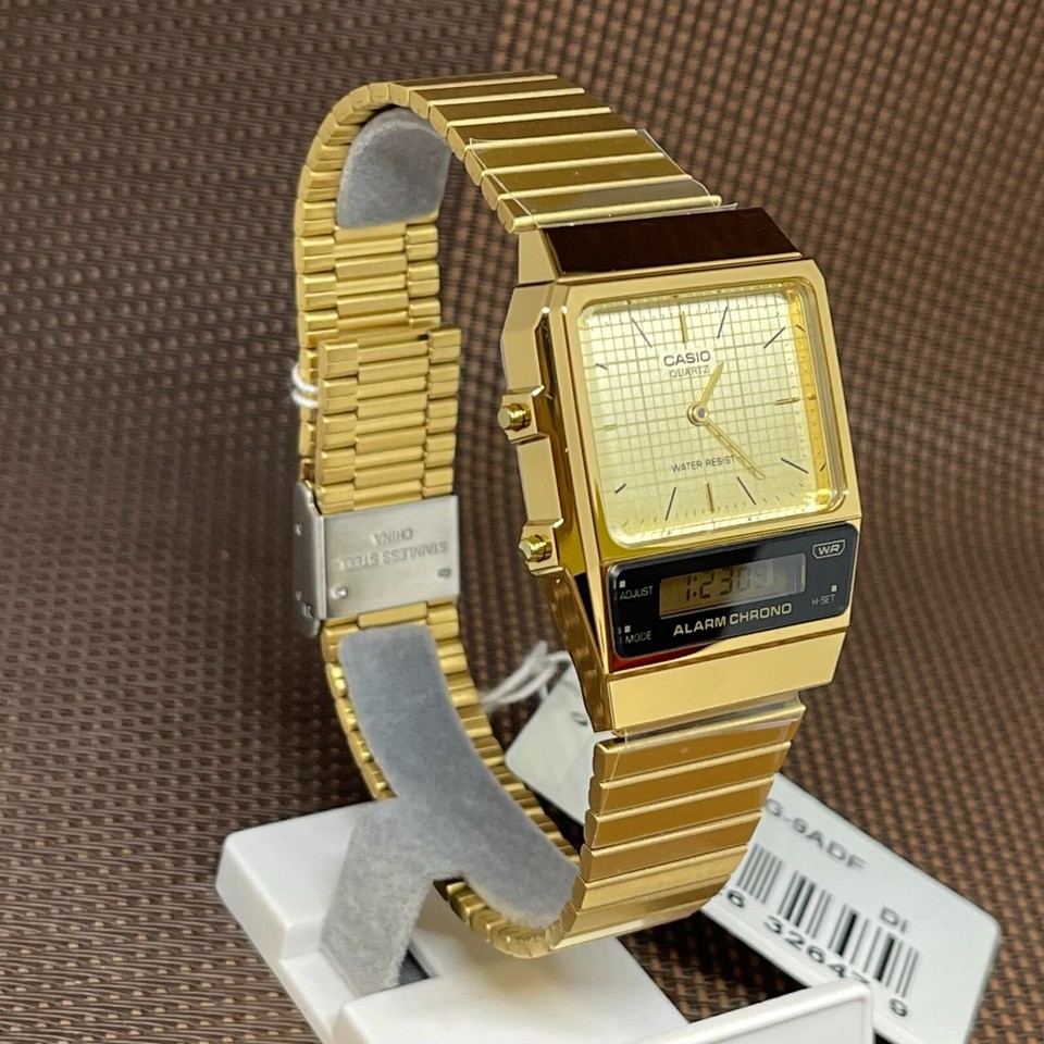 Casio AQ-800EG-9A Vintage Retro Gold Analog Digital Quartz Men's ...