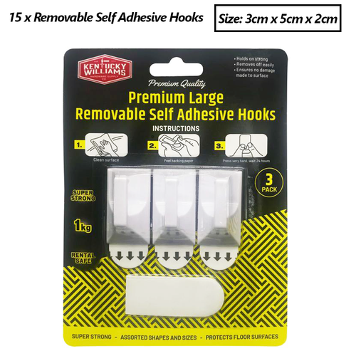 15x Large Removable Hook Hanger Self Adhesive Clip Wall Window Stick ...