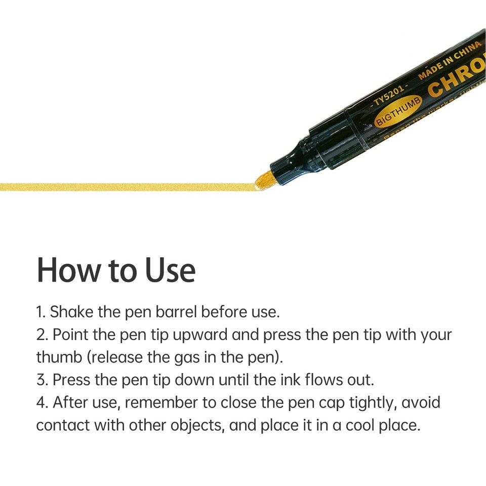 3Pack Mirror Paint Pens Chrome Marker Pen for Mirror Surface Permanent ...