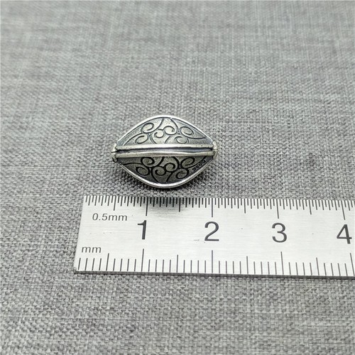 925 Sterling Silver Olive Bead with Spiral Vine Pattern for Bracelet ...