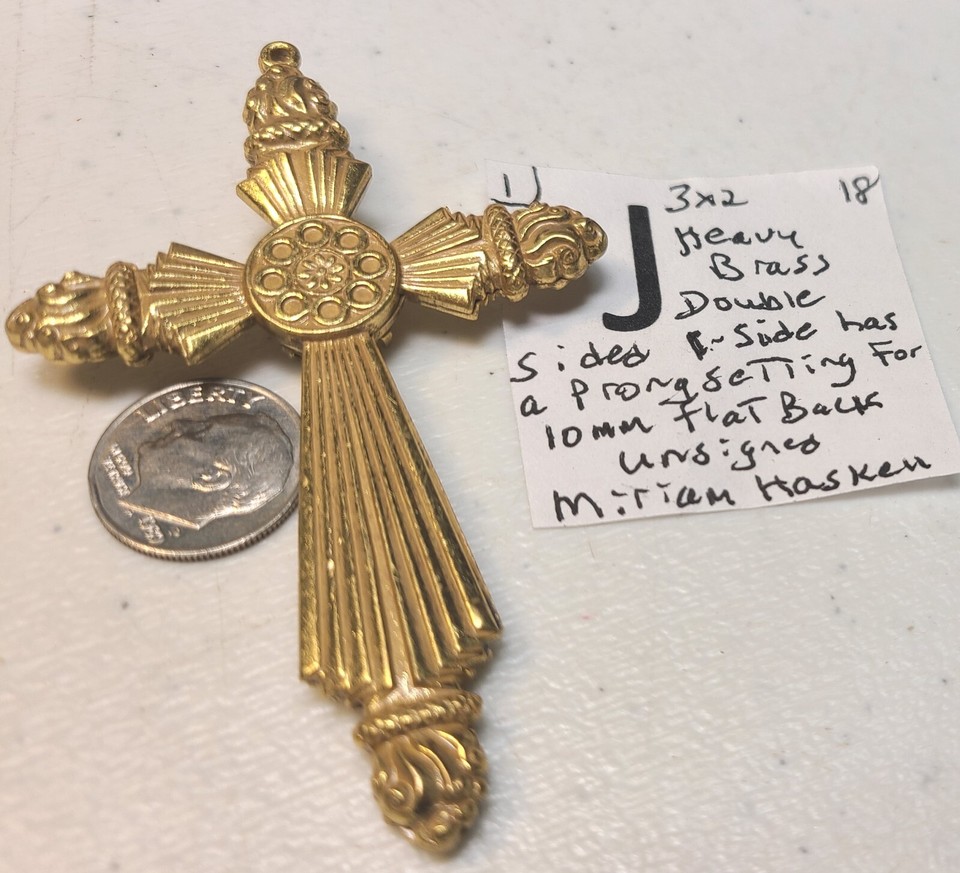 Vtg Mostly Miriam Haskell Cross Necklace Pendant Filigree Jewelry ...