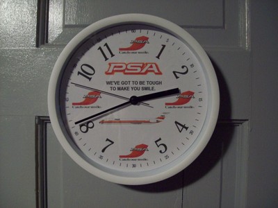 PSA PACIFIC SOUTHWEST AIRLINES CLOCK MD-80 MAD DOG US AIRWAYS USAIR ...