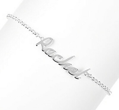 Rachel - Name Bracelet Bangle Sterling Silver female Personalized ...