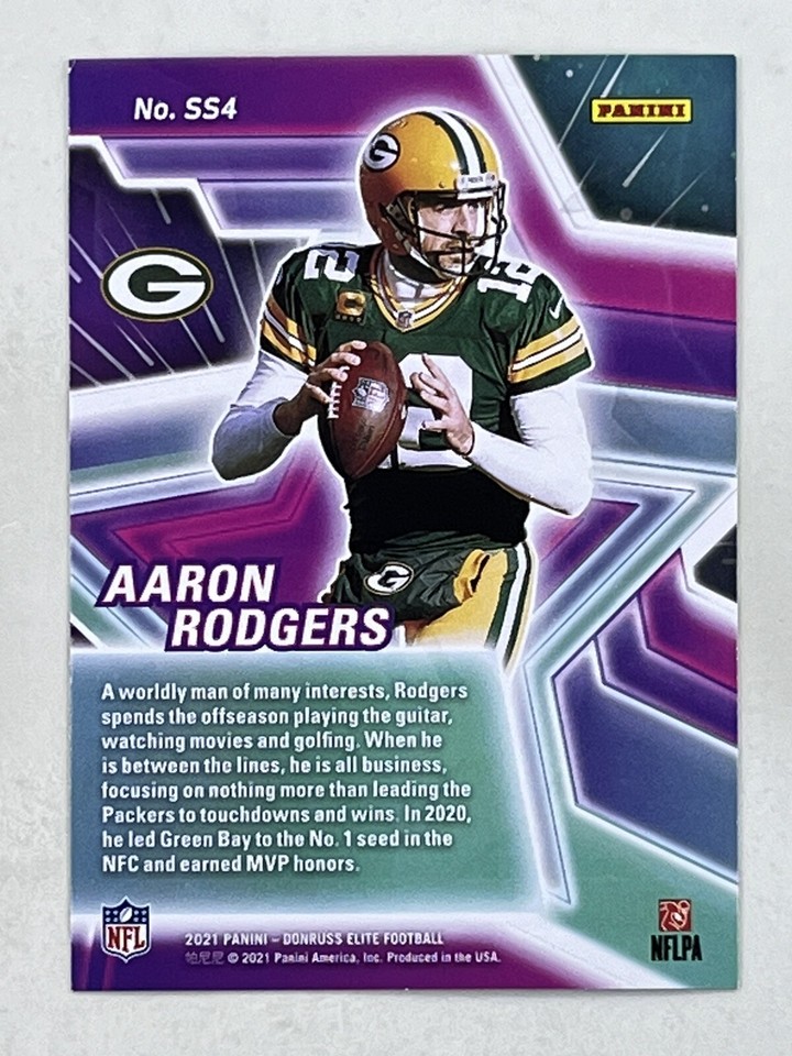 Aaron Rodgers 2021 Panini Donruss Elite Star Status Green #SS4 NFL ...