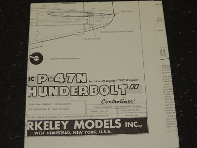 Berkeley Models Airplane Blueprints Plans 1958 P-47N Thunderbolt | eBay
