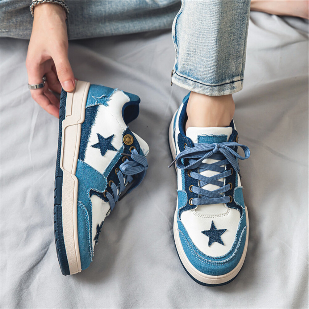 Men Sports Sneakers Cozy Shock-Absorption Breathable Tennis Shoes (Blue ...