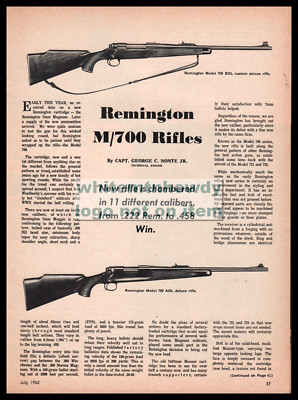 1962 REMINGTON Model 700 M700 Rifle 3-page Evaluation Article | eBay