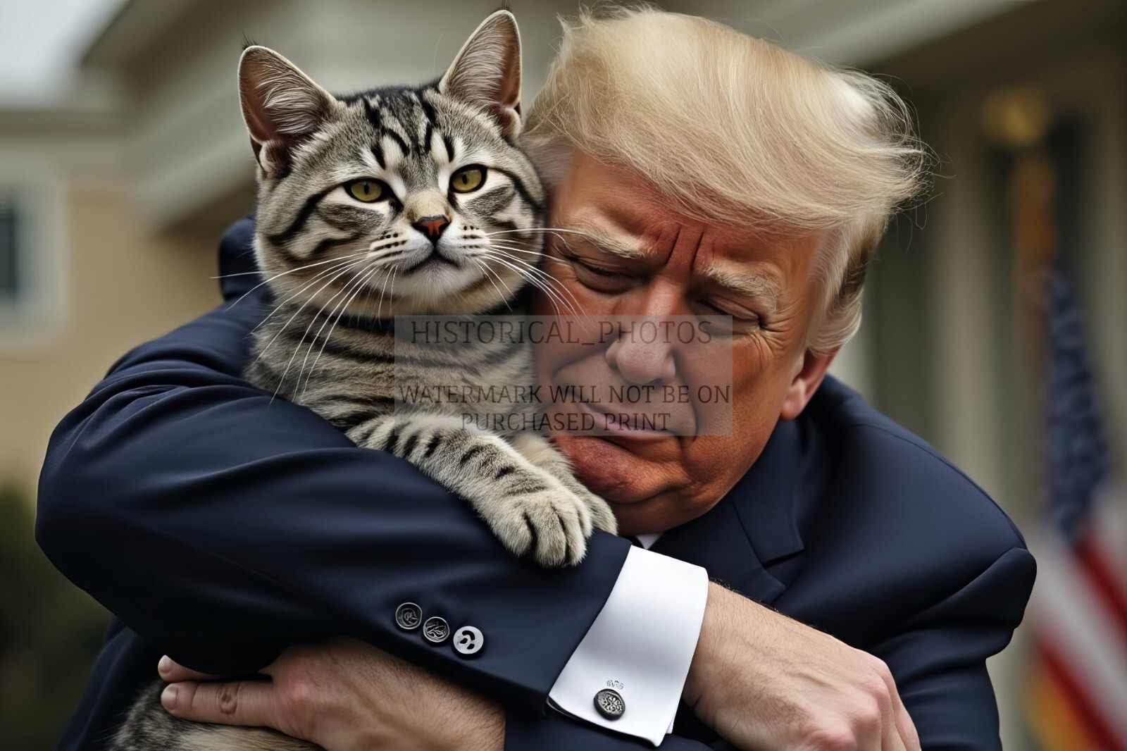 PRESIDENT DONALD TRUMP HUGGING A CAT 4X6 AI PHOTO POSTCARD | eBay