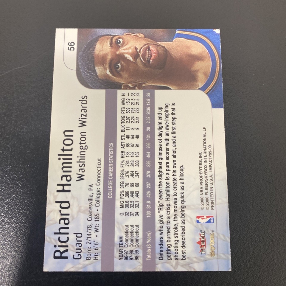 Richard Hamilton Washington Wizards 2000 Impact Rookies Basketball Card ...
