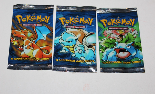 Set 3 Empty 1999 Pokemon Base Booster Wrappers Unlimited CCG Charizard ...