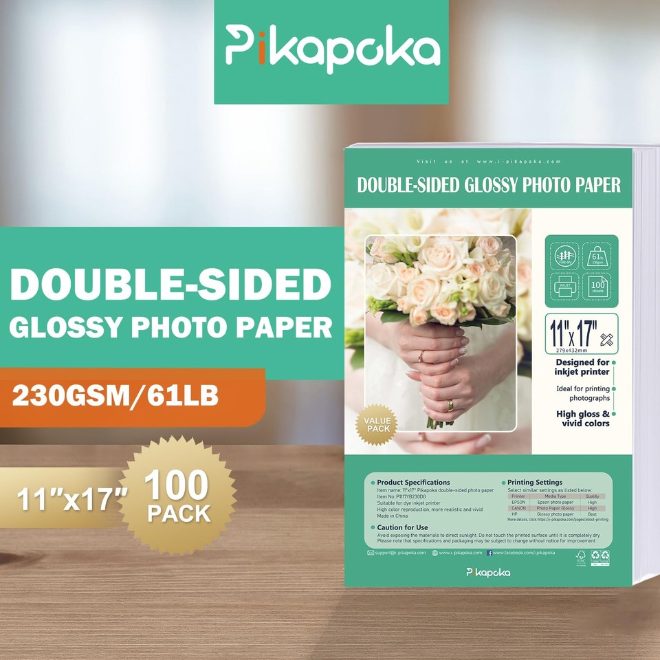 Double Sided Glossy Photo Paper 11x17 Thick Glossy Paper for Cardstock ...