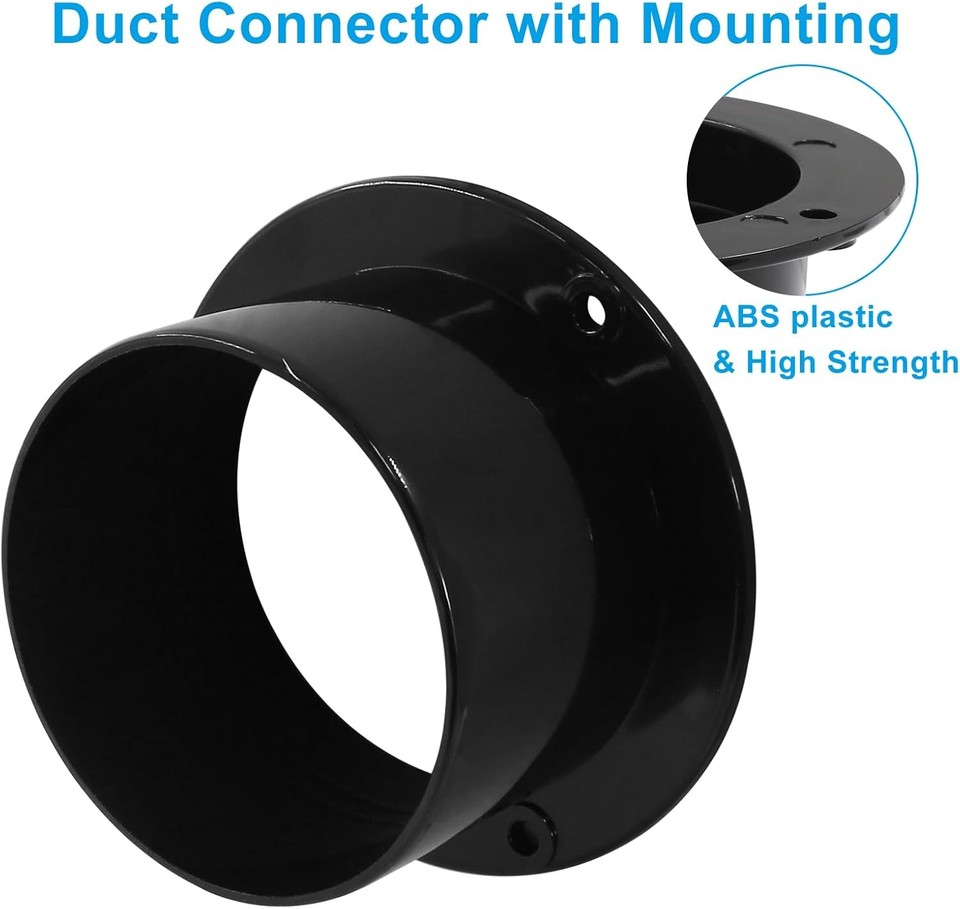3" Duct Connector Flange Black ABS Plastic Vent Pipe Flange with Screws ...