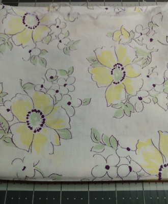 Vtg Feedsack Flour Fabric Floral Yellow Green Purple 33 " x 38" | eBay