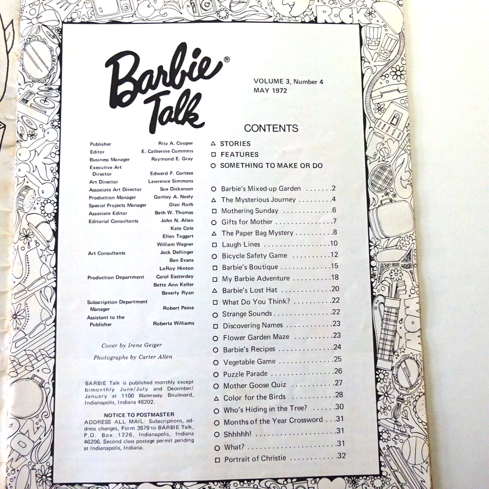 Barbie Talk Fan Club Magazine May 1972 Volume 3 Number 4 Mattel So Much ...