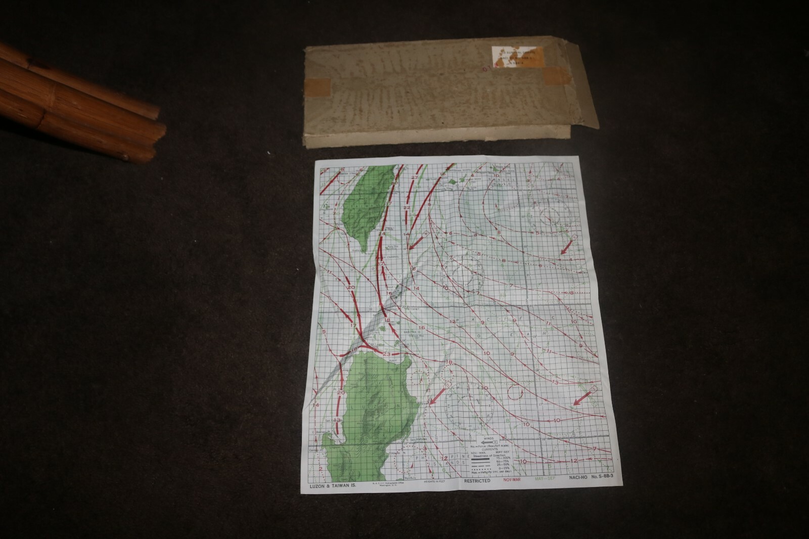 unissued US Navy S-8B 3 & 4 nylon silk survival sectional map chart ...