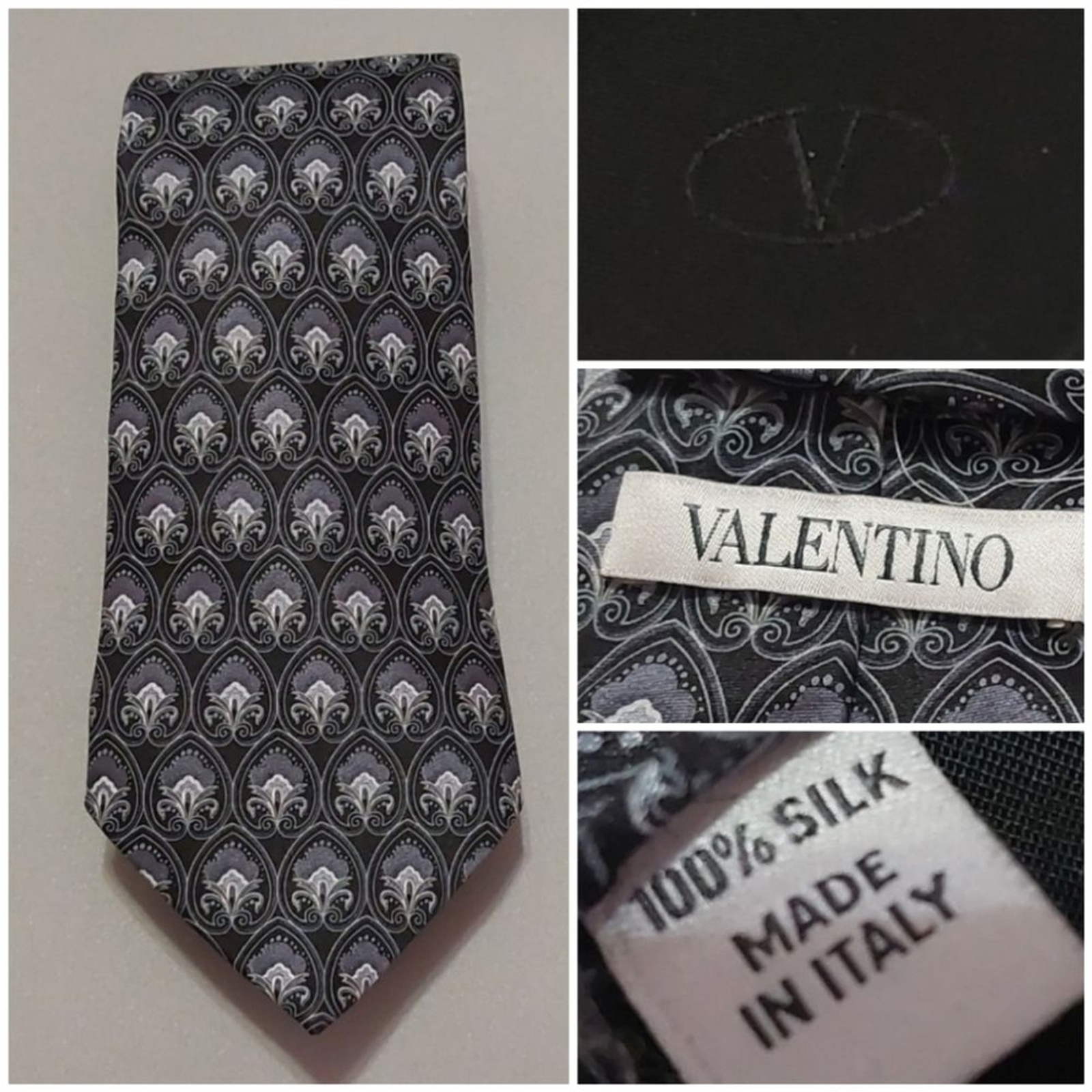 Valentino Garavani Ornate Art Deco Print 100% Silk Ne… - Gem