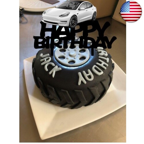 Electric Car Happy Birthday Cake Topper Electric Car Cake Topper for ...