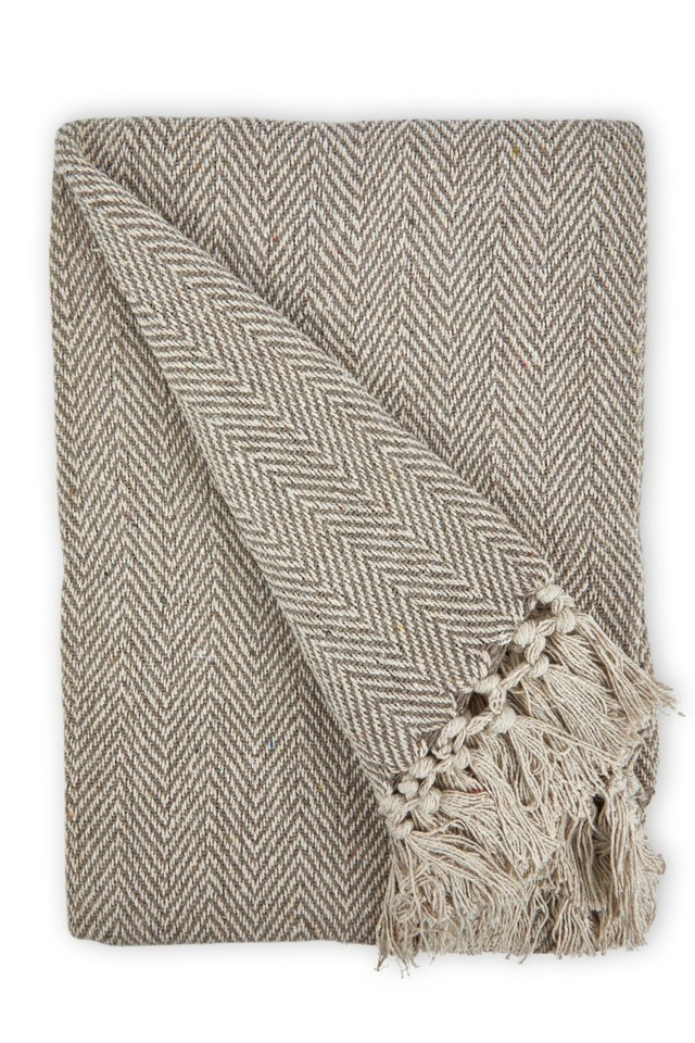 Throw Blanket for Sofas Bed Runner Herringbone Design Soft Cotton ...