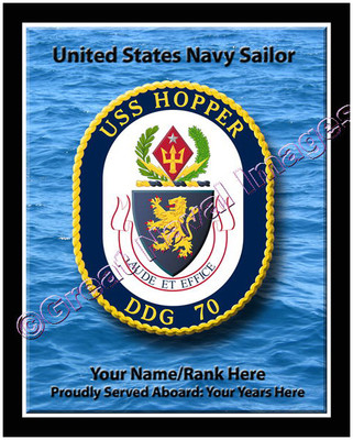 USS Hopper DDG 70 Personalized Ship Crest Print on Canvas 2D Effect | eBay