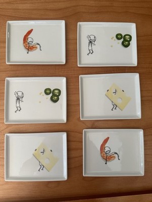 CB2 Oliver Appetizer Lot 6 Plates Cheese, Shrimp, Jalapeno 6.5" | eBay