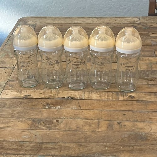 Philips Avent Glass Baby Bottles With Covers 8 oz Set of 5 Level 4 & 5 ...