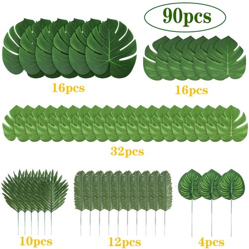 90 Pieces Tropical Leaves with Stems for Weddings Props | eBay