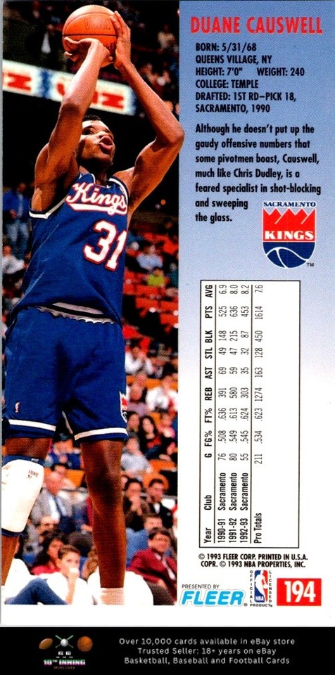 1993-94 Jam Session BASKETBALL #194 Duane Causwell | eBay
