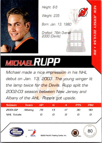 2002-03 Pacific Calder #80 Michael Rupp | eBay