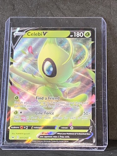 New Pokémon Celebi V 001/202 Sword&Shield Base Ultra Rare Holo Read ...