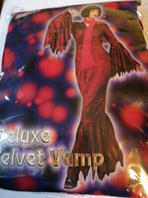 Deluxe Velvet Vamp Costume Red or Black One Size | eBay UK