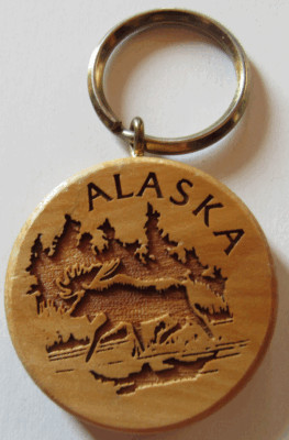 Alaska Moose Wood Key Ring Souvenir | eBay