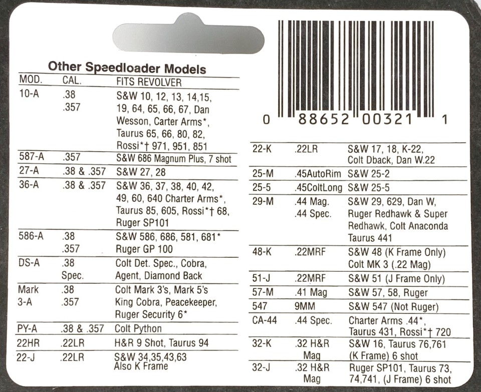 HKS 32J Speedloader 32 H&R Mag Ruger SP101/LCR32*Taurus 73/74*S&W 432 * ...