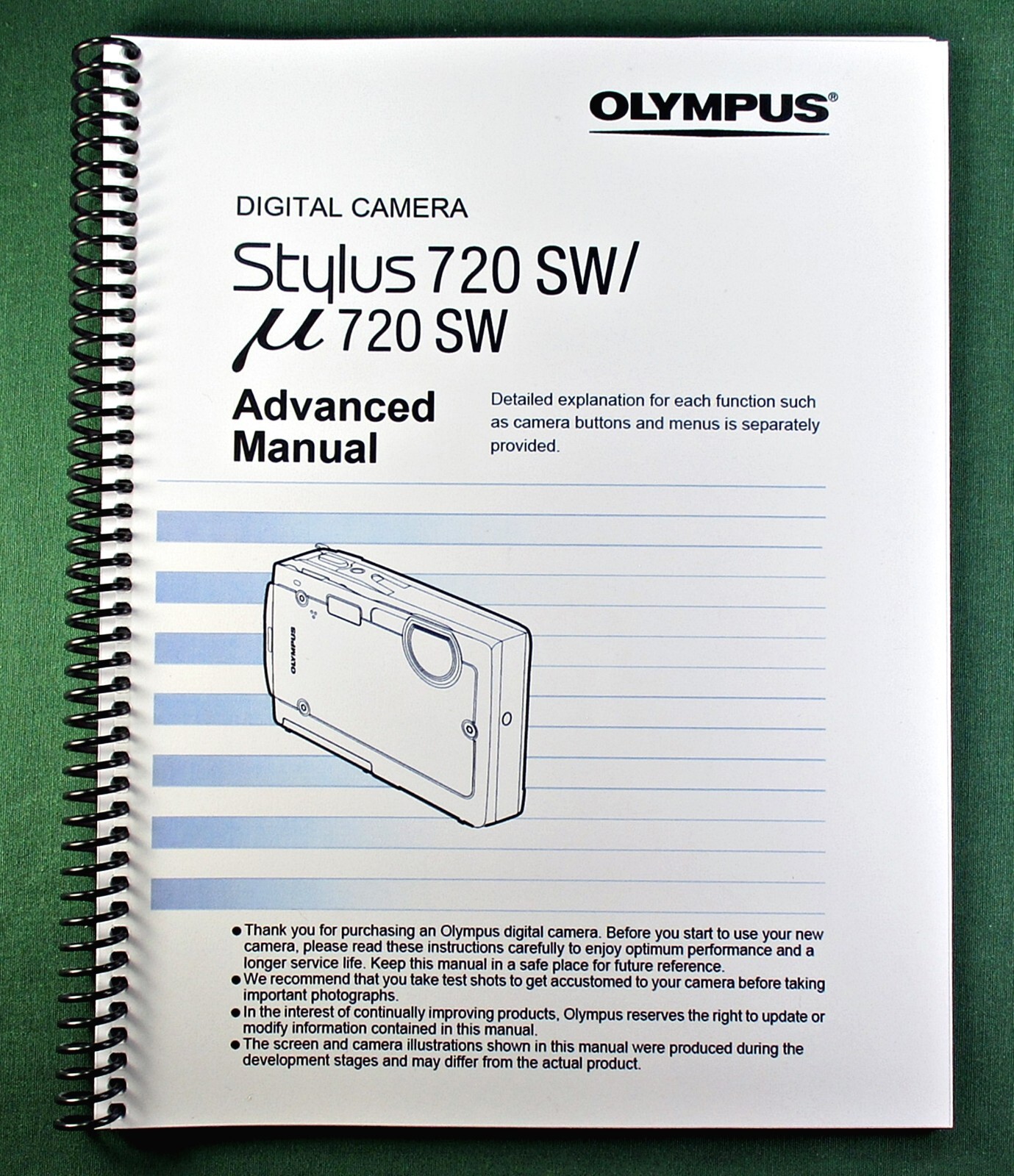 Olympus Stylus 720 SW Instruction Manual: 83 Pages with Protective ...