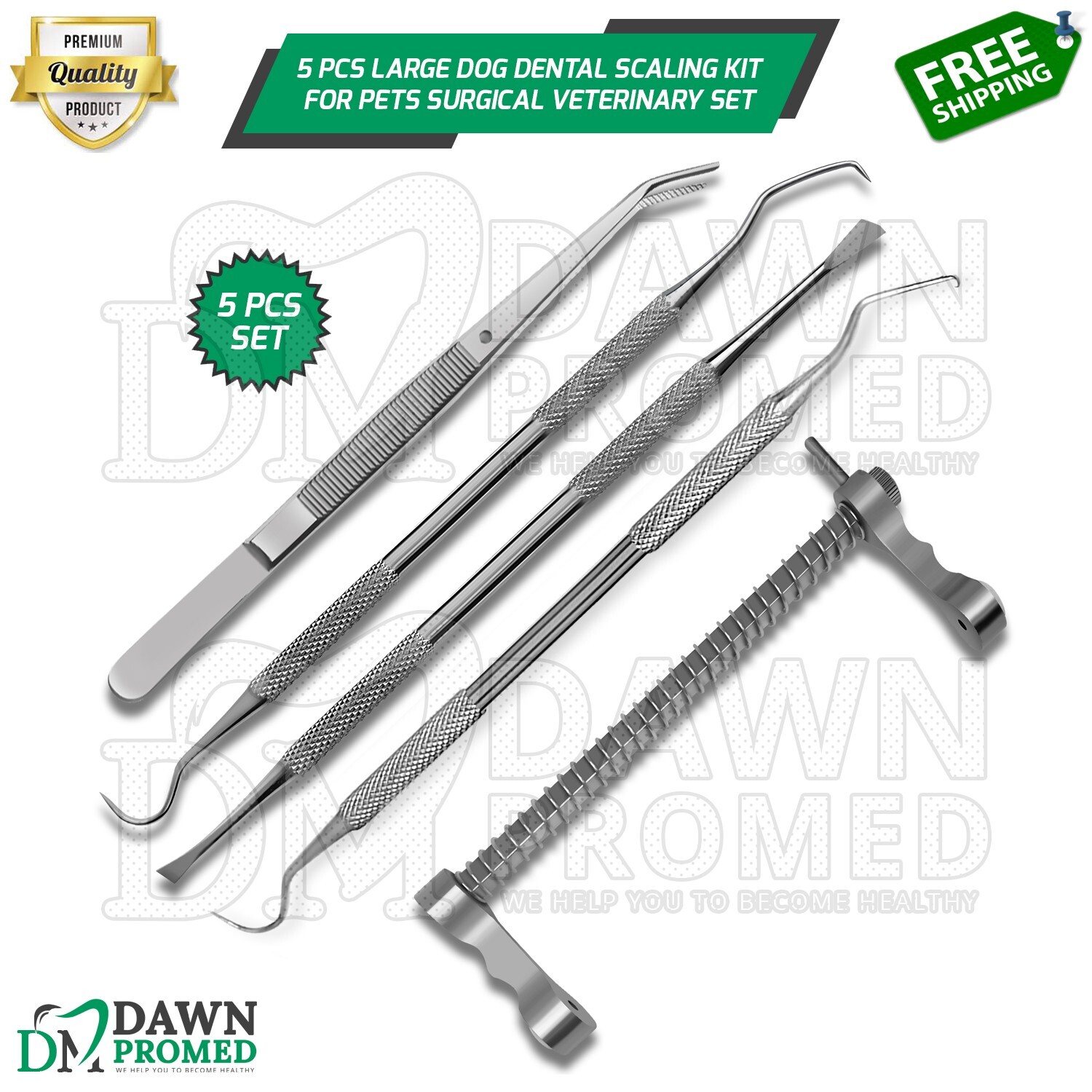 5 Pcs Large Dog Dental Scaling Kit For Pets Surgical Veterinary ...